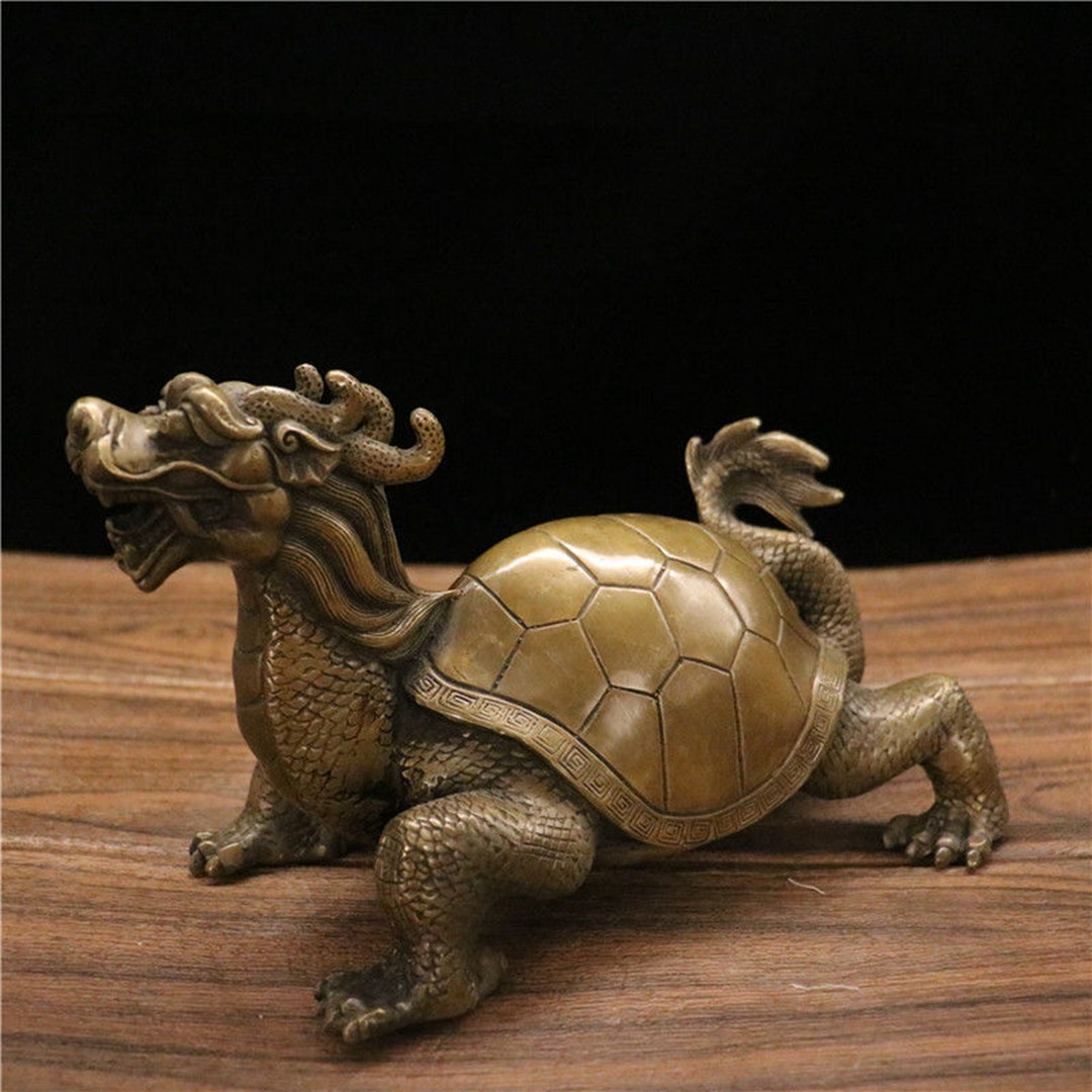 Solid Brass Craved Dragon Turtle Statue, Town House God Beast ...