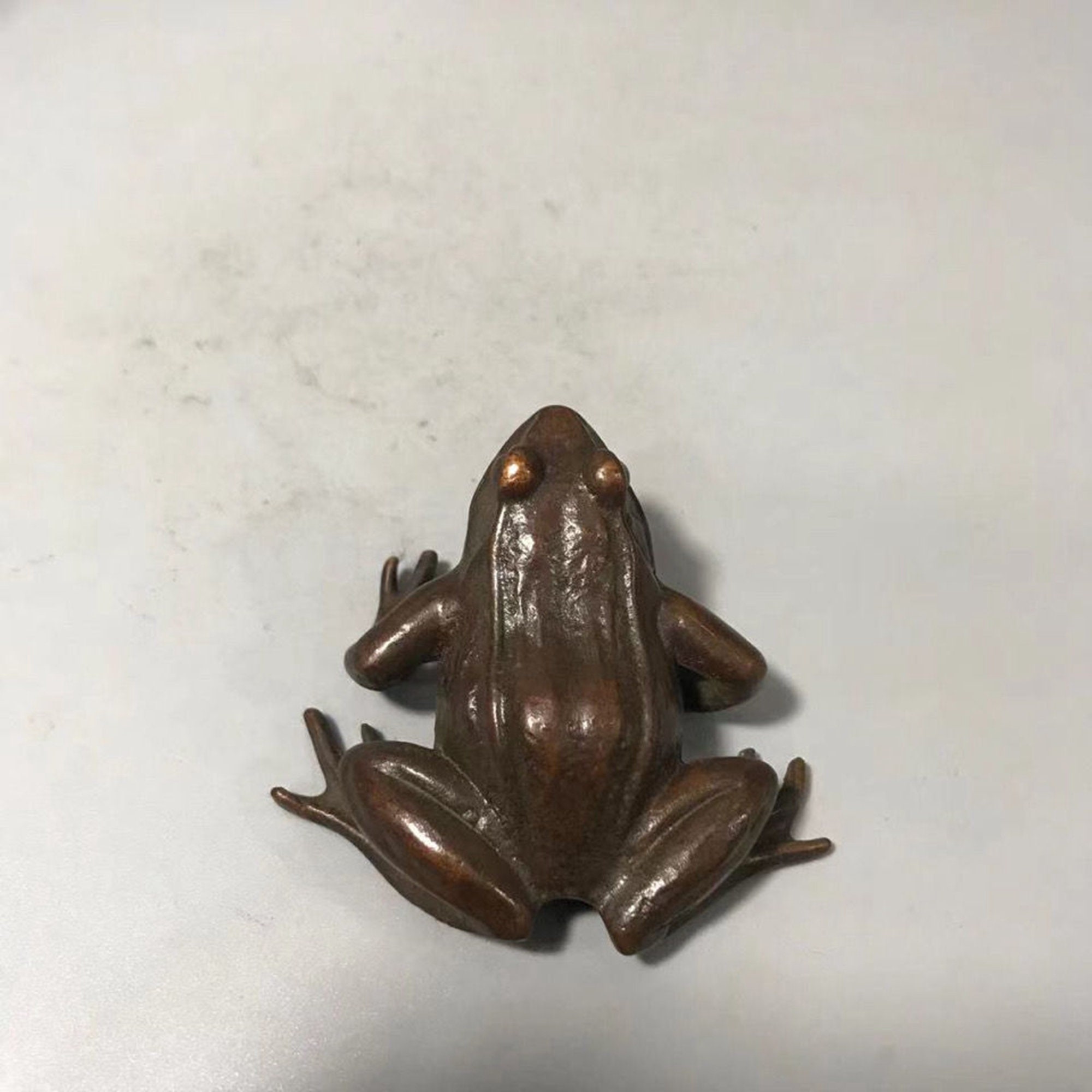 2.4 Inch Antique Brass Frog Statue, Solid Brass Carved Statue, Tea Pet ...
