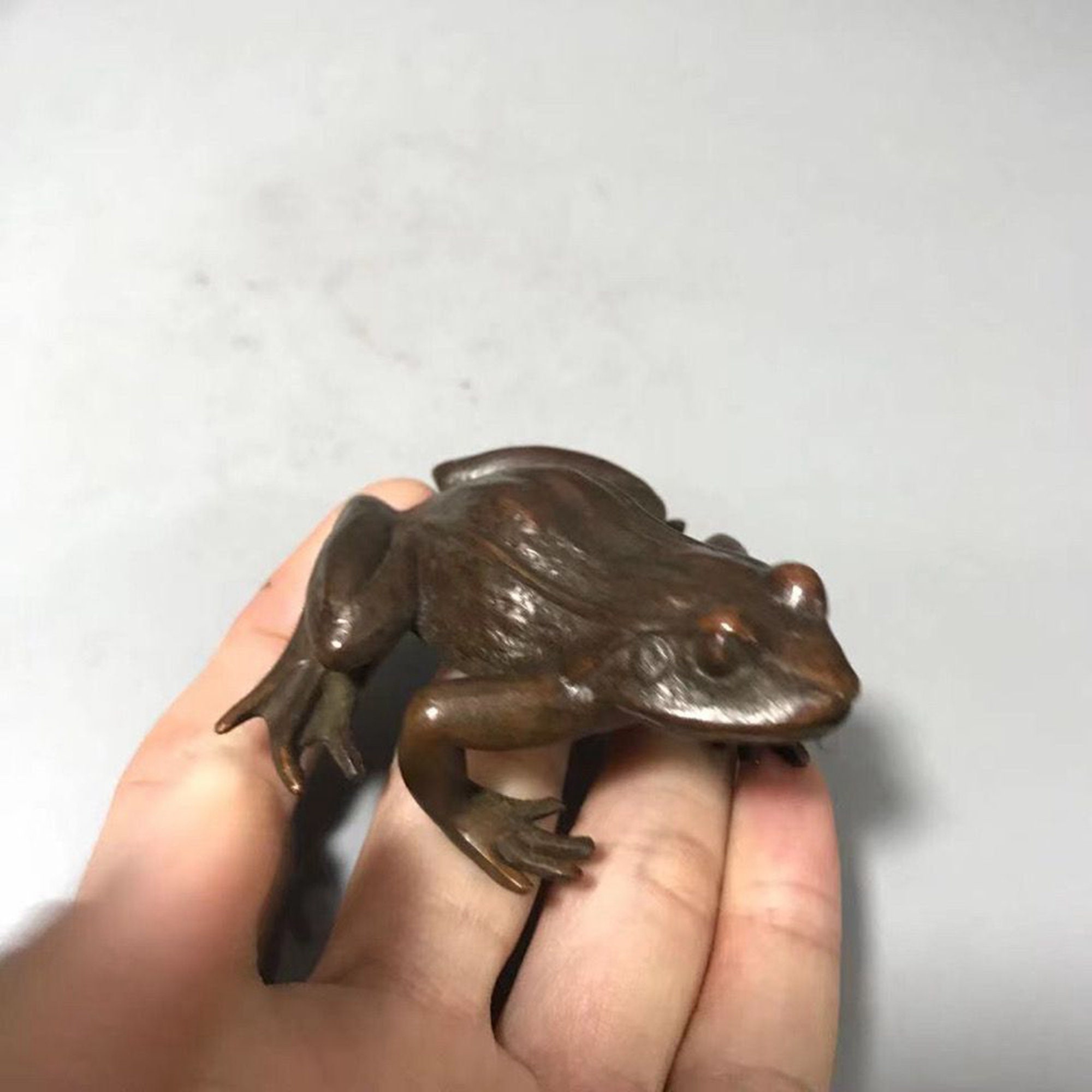 2.4 Inch Antique Brass Frog Statue, Solid Brass Carved Statue, Tea Pet ...