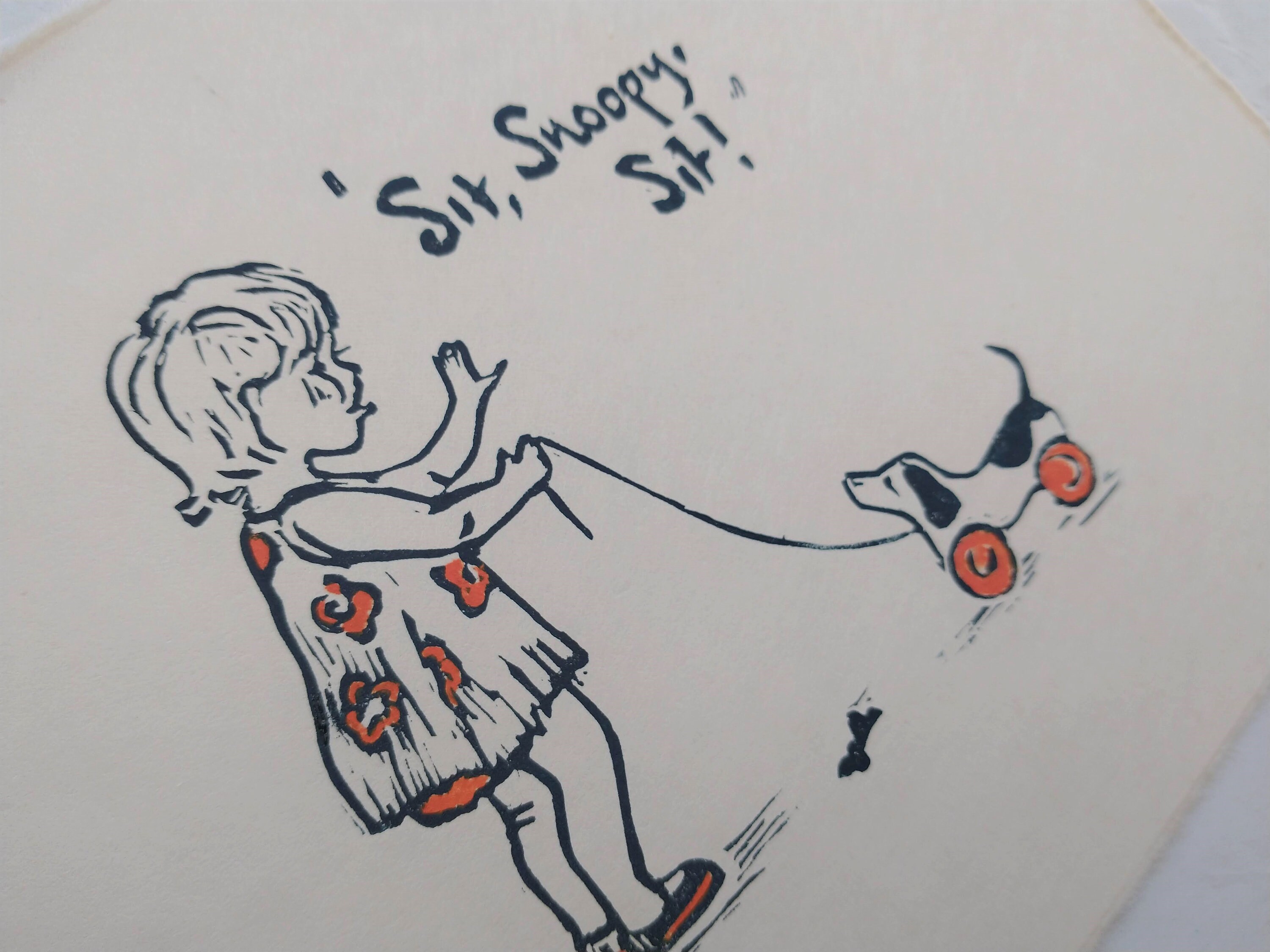 Assieds-toi Snoopy assieds-toi impression lino originale | Etsy