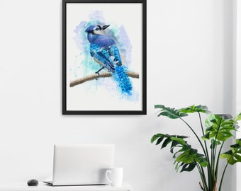 Blue Jay Wall Decor for Livingroom Blue Jay Watercolor Print for ...