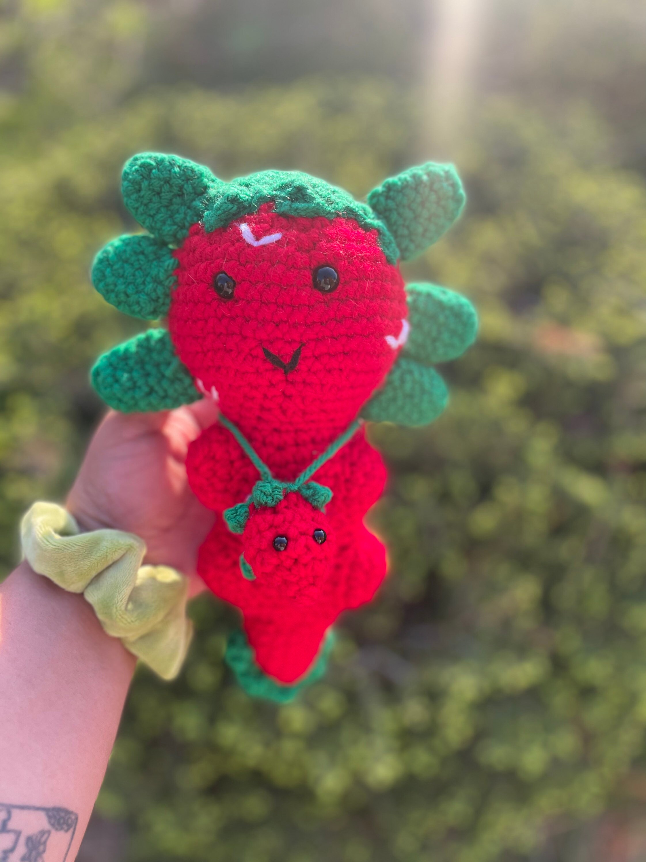 Strawberry Axolotl With Small Strawberry Friend - Etsy