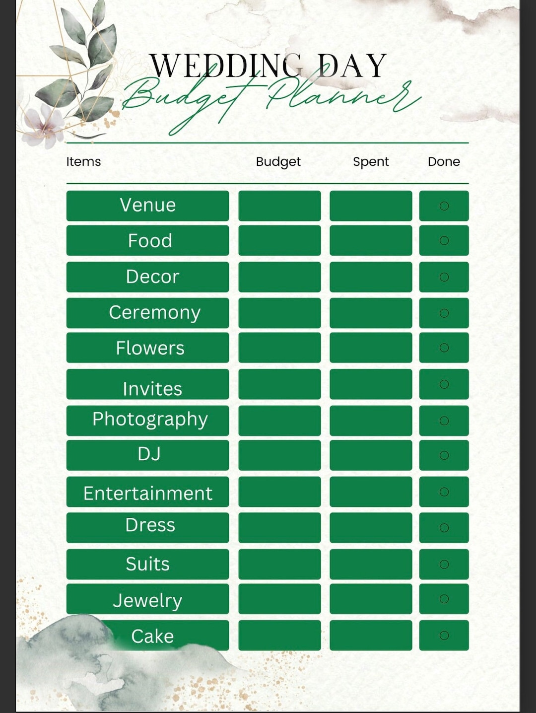 Wedding Budget Tracker Printable, Wedding Printables - Etsy