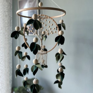 Baby Mobile Forest, Crib Mobile Tree and Leafs, Nursery Mobile Green ...