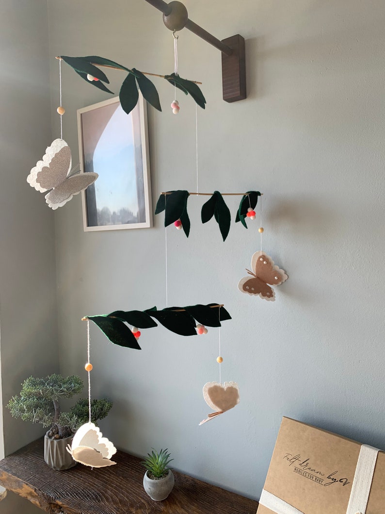 Butterfly Baby Mobile, Neutral Nursery Decor, Handmade Felt Mobile - Etsy