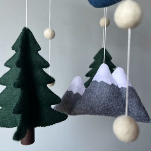 Forest Baby Mobile, Mountains and Trees Crib Mobile, Green Floral Baby ...