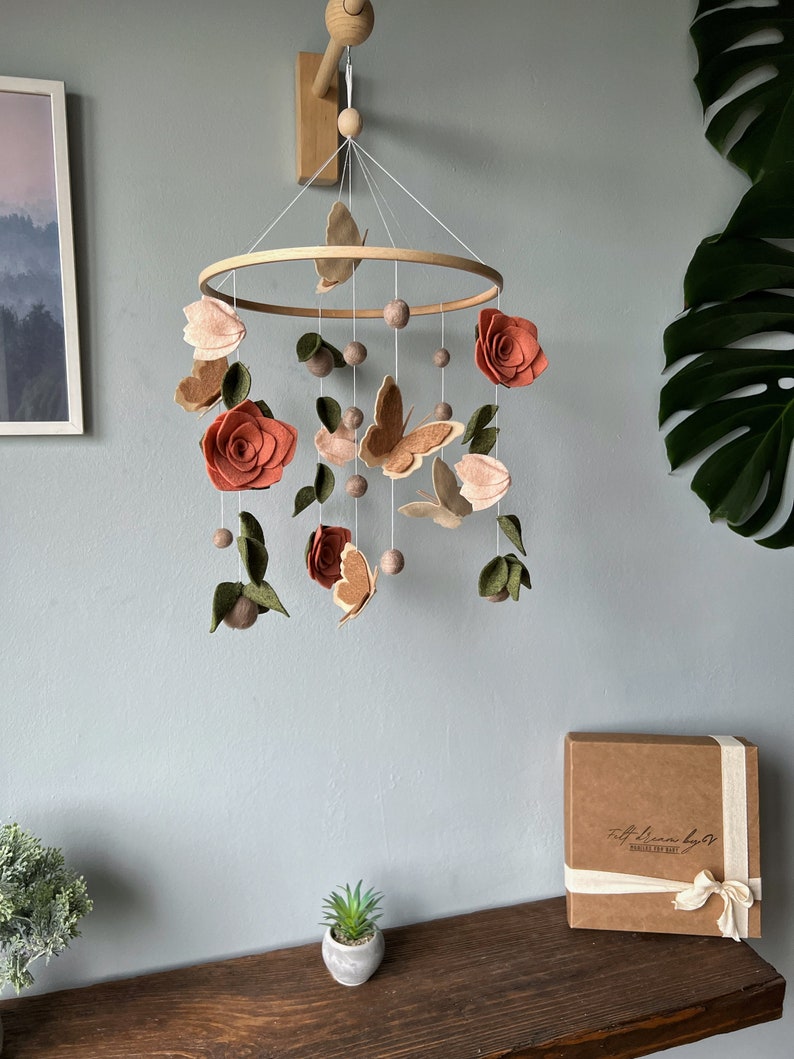 Flowers Baby Mobile Butterfly Crib Mobile Green Floral Baby - Etsy