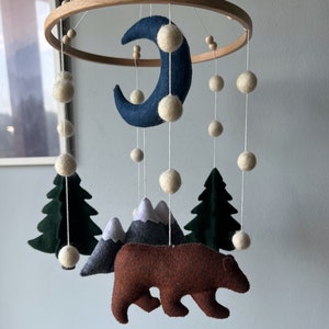 Forest Baby Mobile, Mountains and Trees Crib Mobile, Green Floral Baby ...