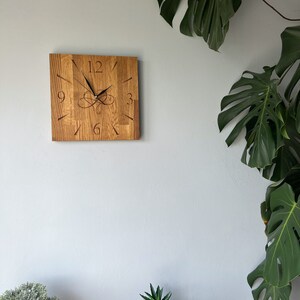 Square Large Wall Clock, Wall Clock With Numbers, Warm Shade Oak Clock ...