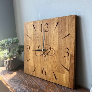 Square Large Wall Clock, Wall Clock With Numbers, Warm Shade Oak Clock ...