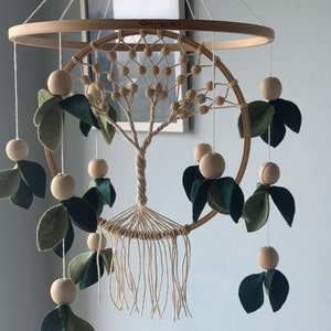 Baby Mobile Forest, Crib Mobile Tree and Leafs, Nursery Mobile Green ...