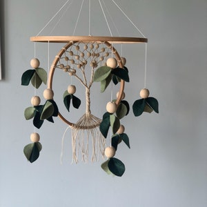 Baby Mobile Forest, Crib Mobile Tree and Leafs, Nursery Mobile Green ...