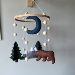 Forest Baby Mobile, Mountains and Trees Crib Mobile, Green Floral Baby ...