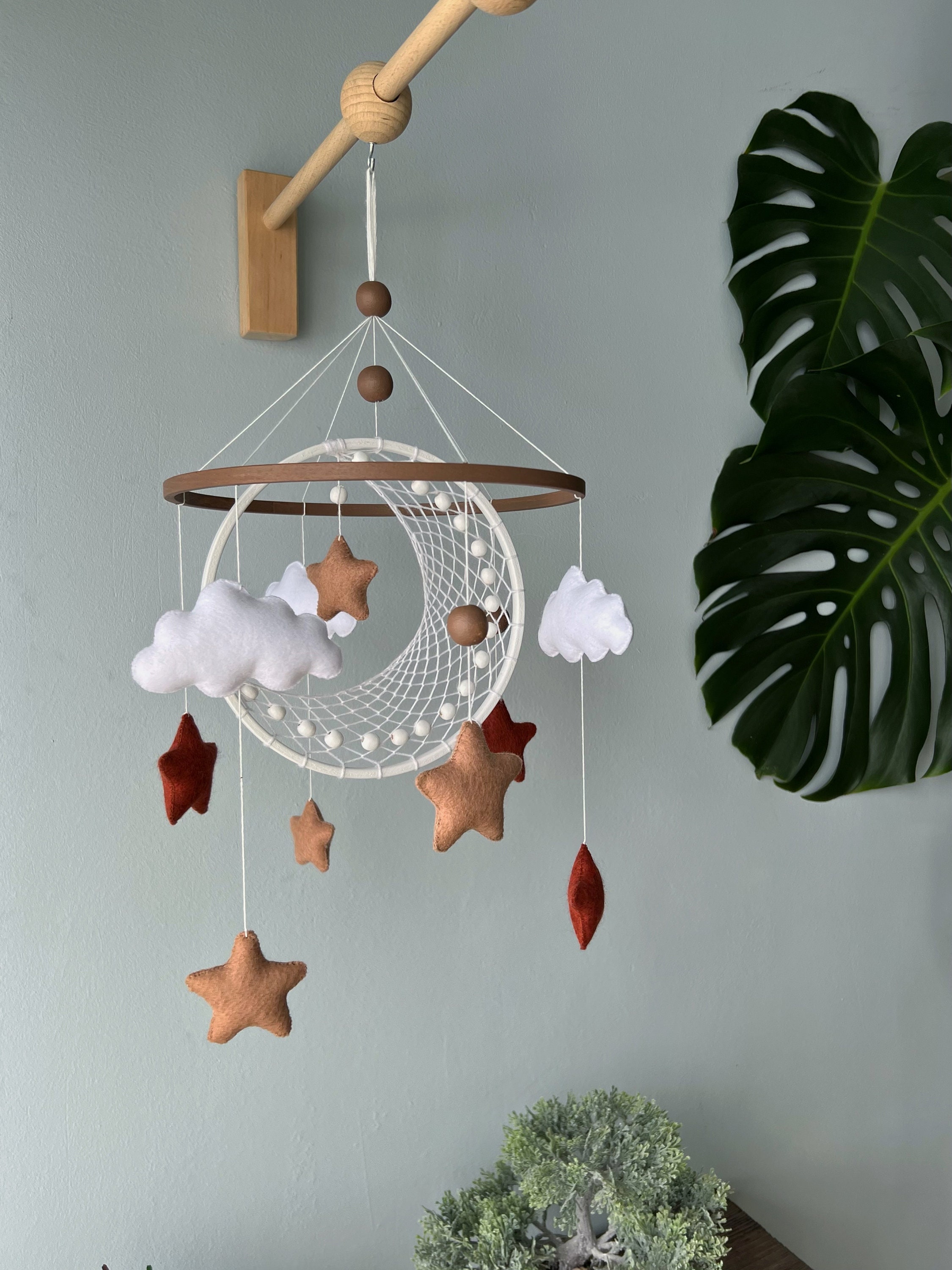 Moon and Star Crib Mobile, Macrame Baby Mobile, Nuetral Baby Mobile ...