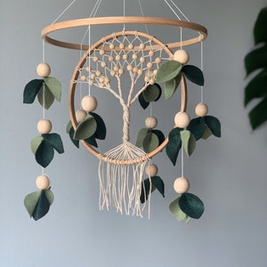 Baby Mobile Forest, Crib Mobile Tree and Leafs, Nursery Mobile Green ...