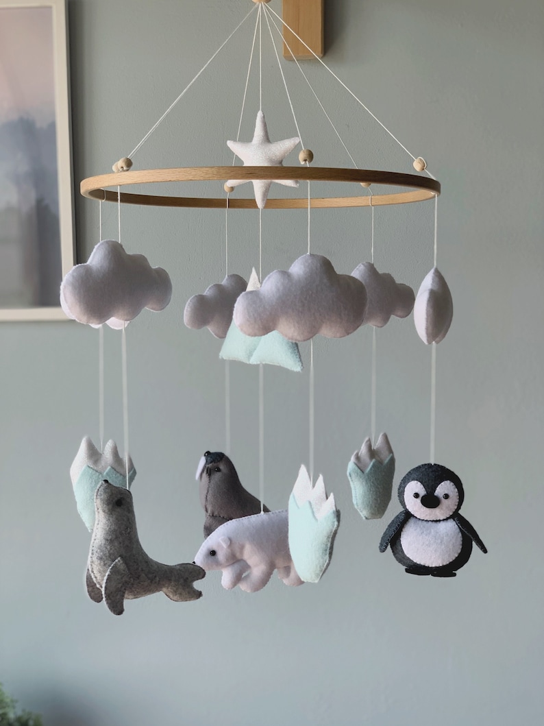 Arctic Animal Baby Mobile - Polar Bear, Penguin, Seal Nursery Decor - Etsy