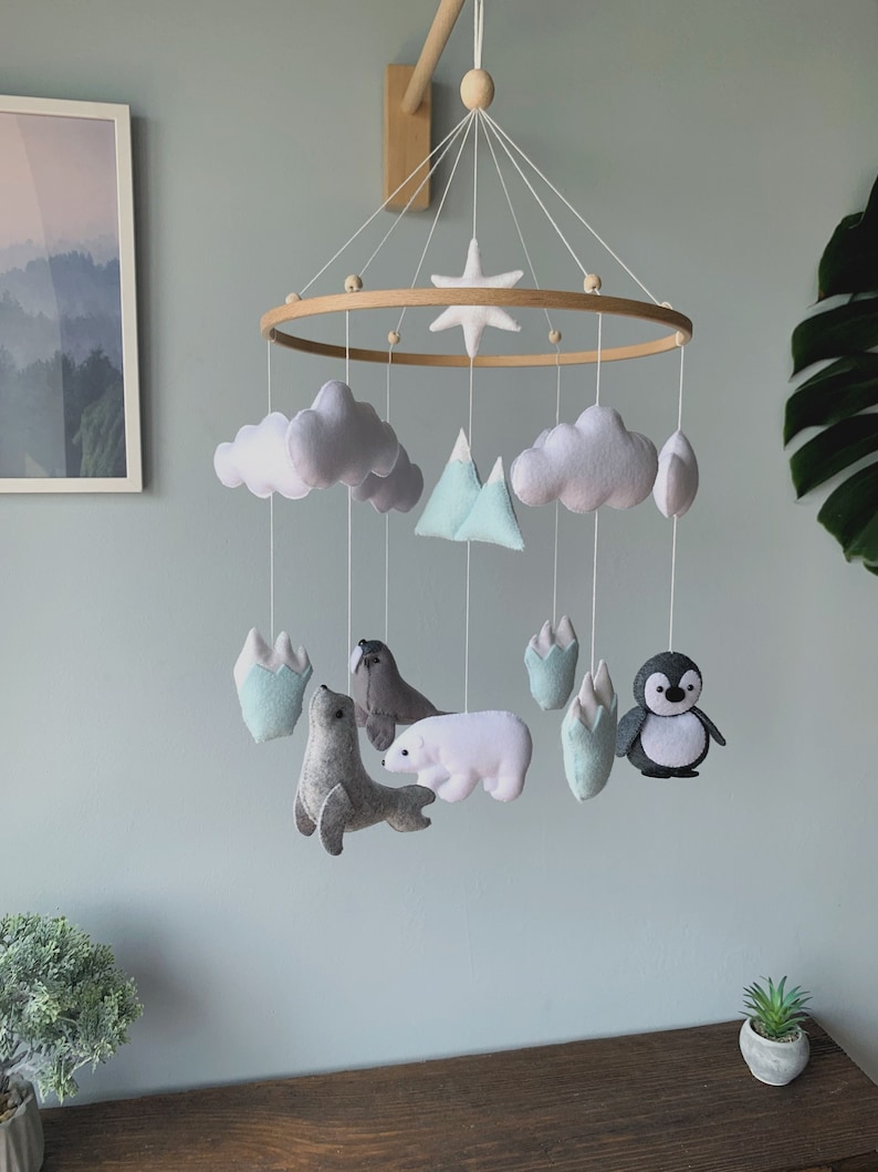 Arctic Animal Baby Mobile - Polar Bear, Penguin, Seal Nursery Decor - Etsy