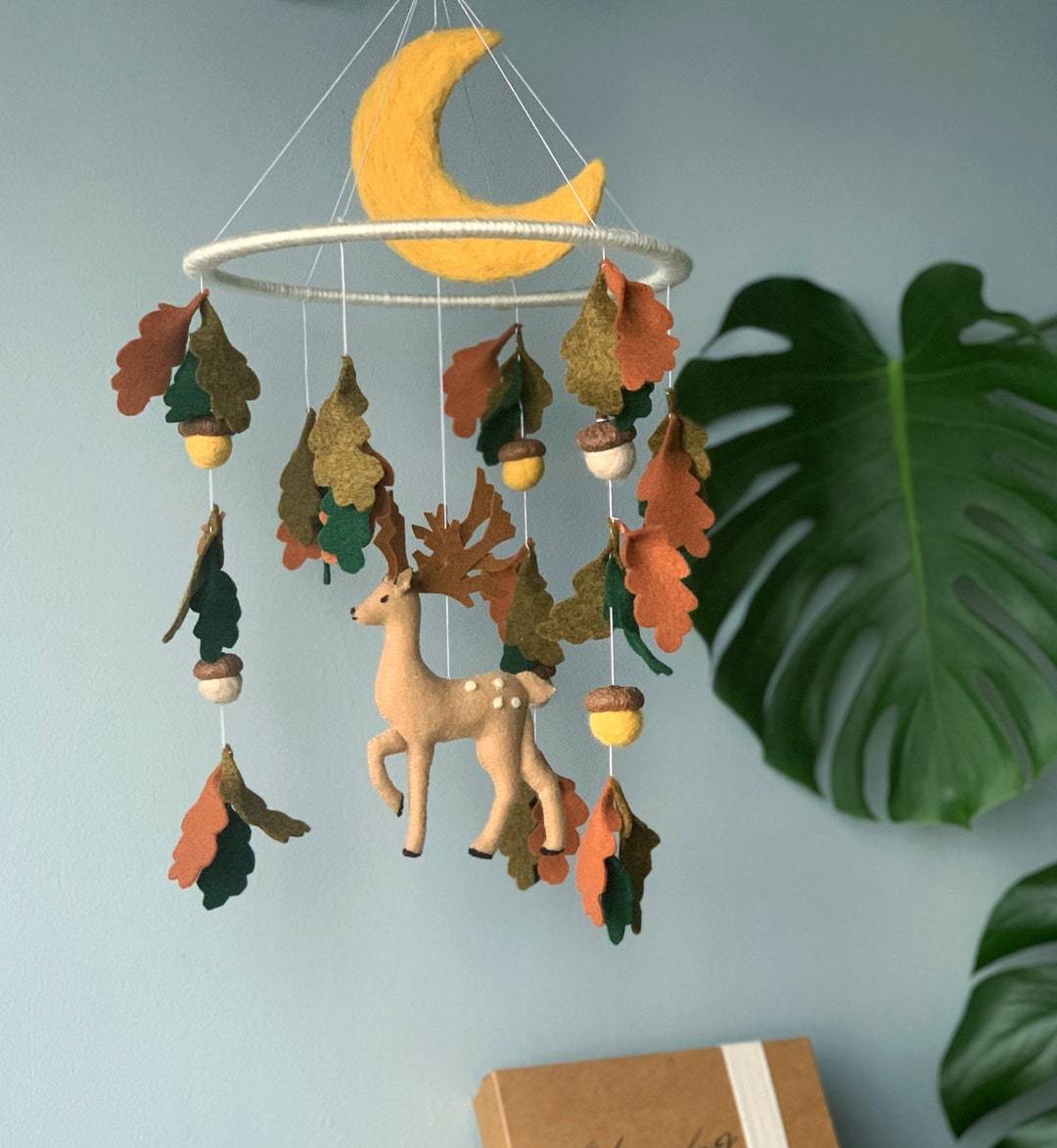Baby Mobile Forest, Crib Mobile Deer and Leafs, Nursery Decor Forest ...