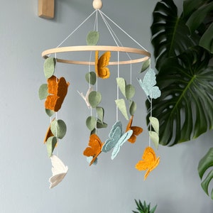 Butterflies Baby Mobile, Neutral Baby Mobile, Crib Mobile Girl, Floral ...