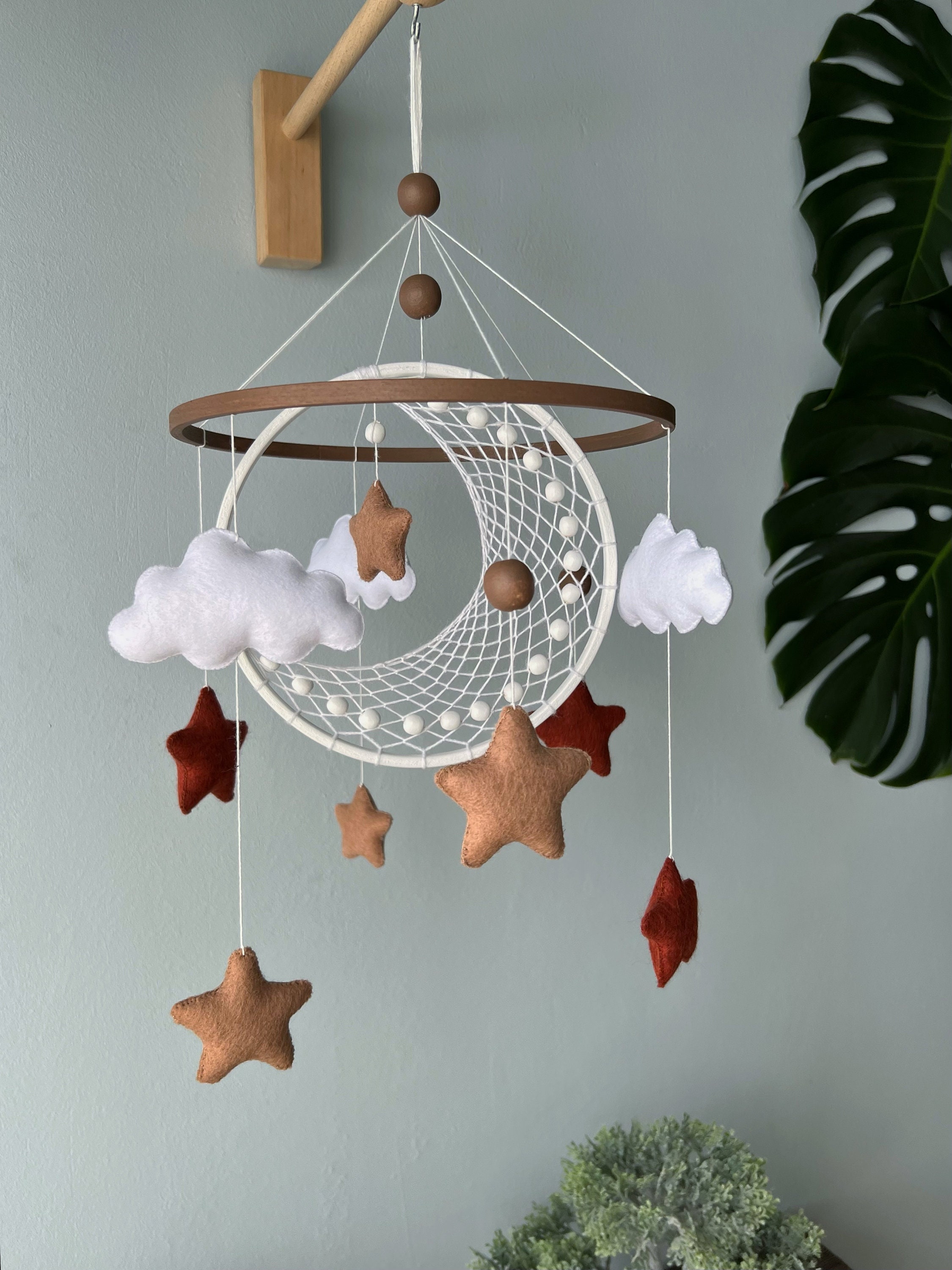 Moon and Star Crib Mobile, Macrame Baby Mobile, Nuetral Baby Mobile ...