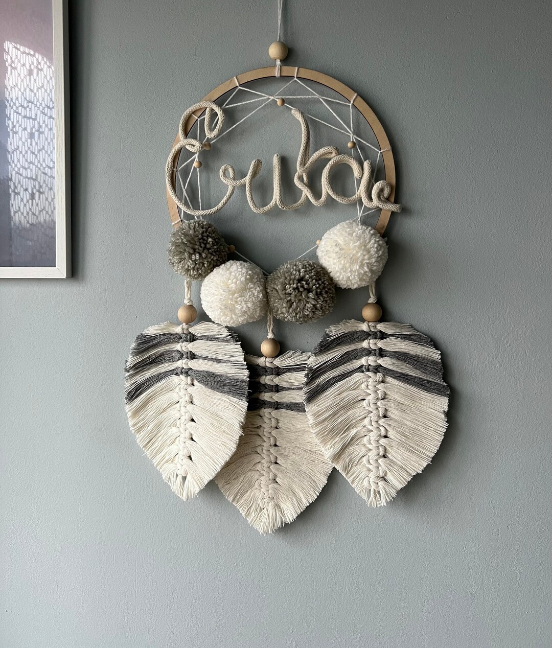 Name Sign With Macrame, Boho Name Sign, Personalization Name Wall Decor ...