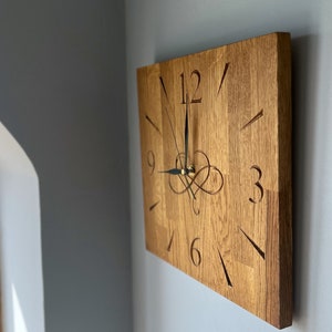 Square Large Wall Clock, Wall Clock With Numbers, Warm Shade Oak Clock ...