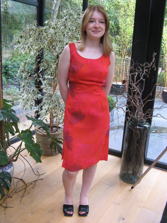 Alice Edwards 1950/1960s red print floral Cocktail/Su… - Gem