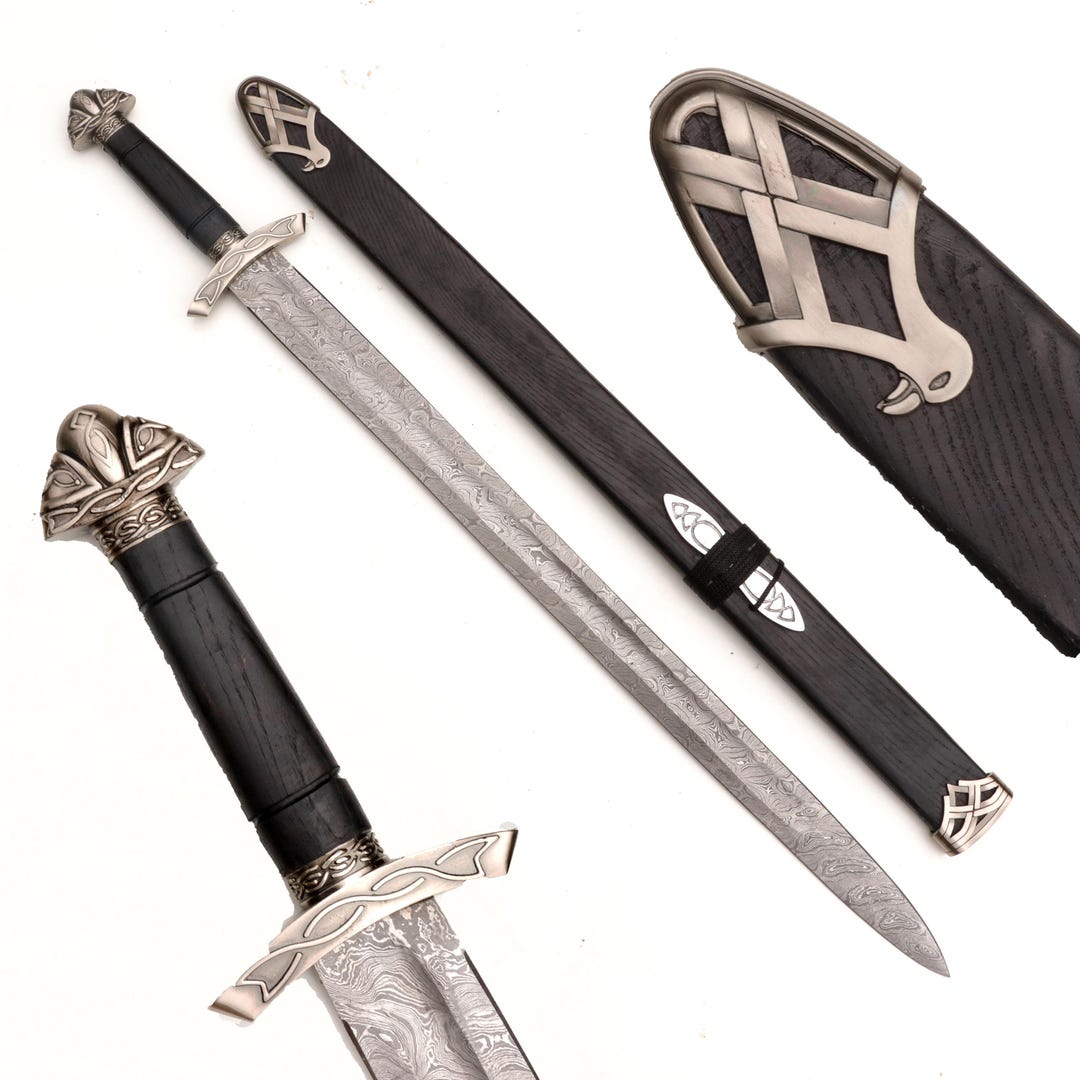 Hand Forged Damascus Steel Viking Sword Replica Gift for Him/ Her Best ...