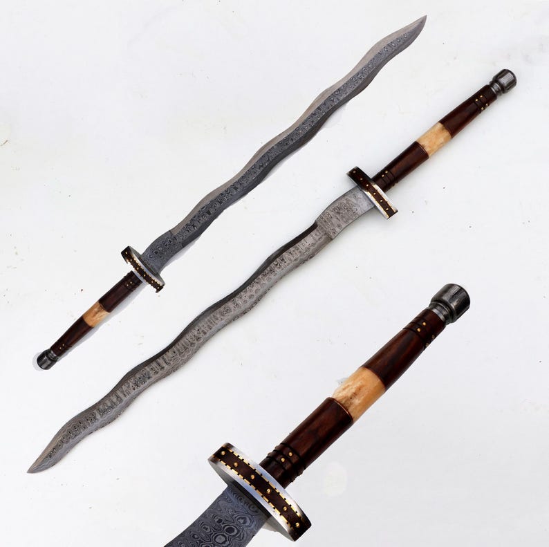 Hand Forged Damascus Steel Viking Sword Replica Gift for Him/ Her Best ...