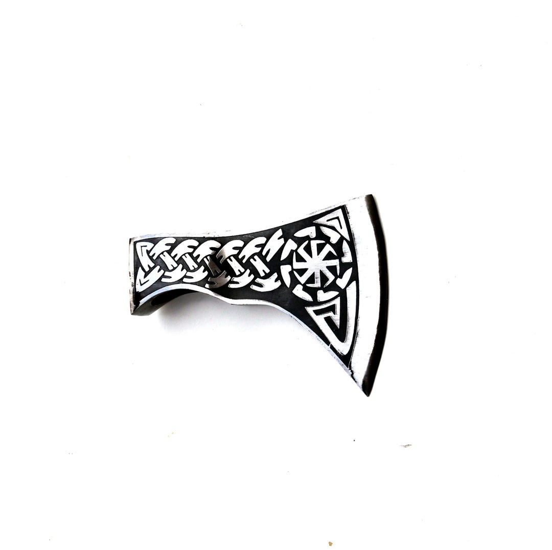Hand Forged Viking Medieval Etching, Head Viking Bearded Camp Axe Head ...