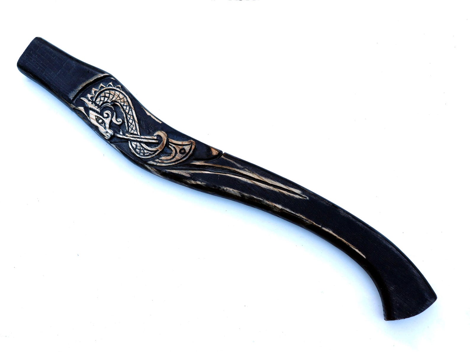 Hand Carved Viking Style Camping/hunting Axe Handle With & Walnut Wood ...