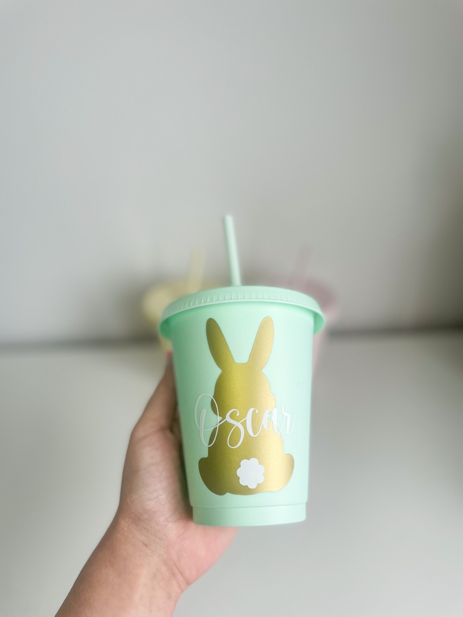 Children’s Personalised Easter Cup, Reusable Cold Cup, Cup With Lid and ...