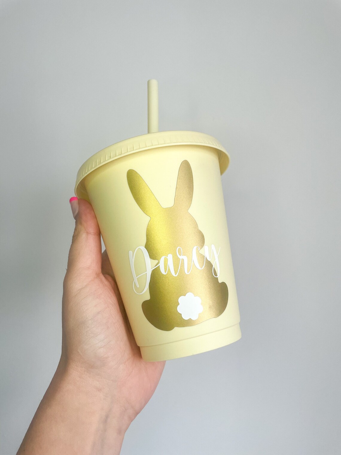Children’s Personalised Easter Cup, Reusable Cold Cup, Cup With Lid and ...