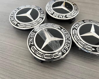4 Items 69mm / 56mm Mercedes Benz Wheel Center Hub Caps Covers BLACK ...