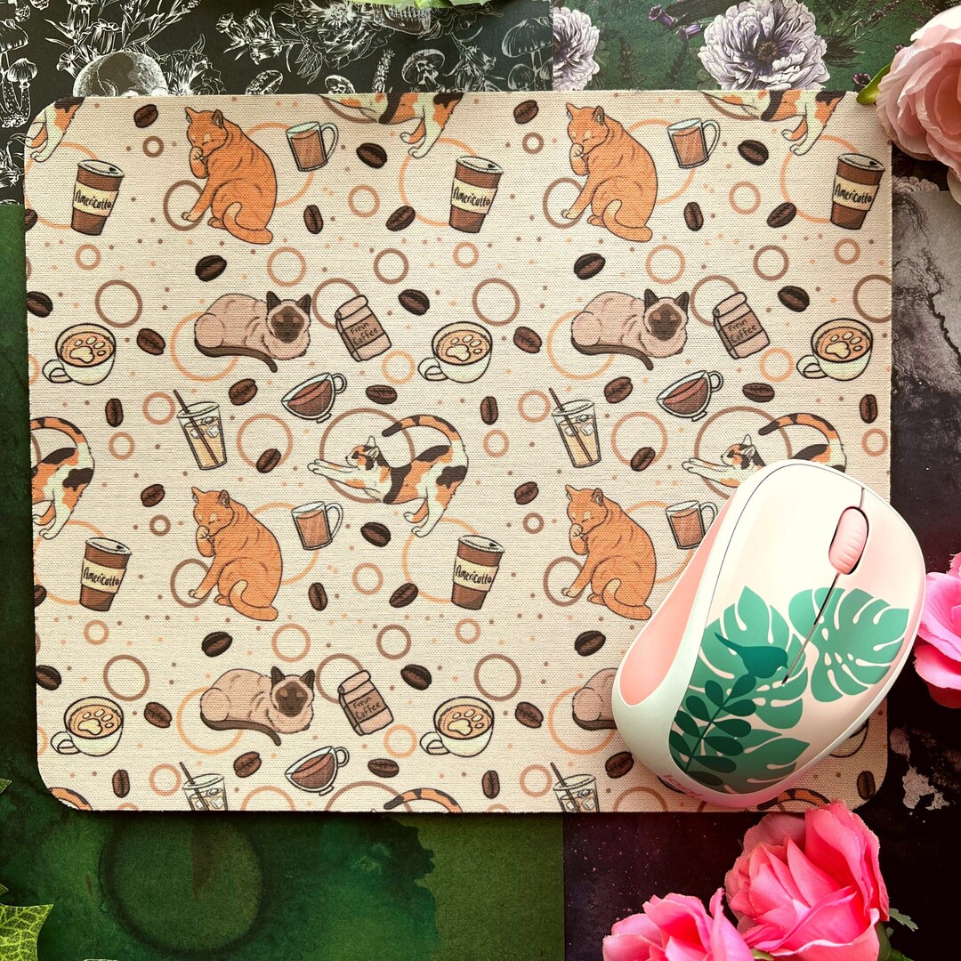 Coffee Shop Cat Mouse Pad, Gaming Accessory, Cat Mousepad, Coffee ...