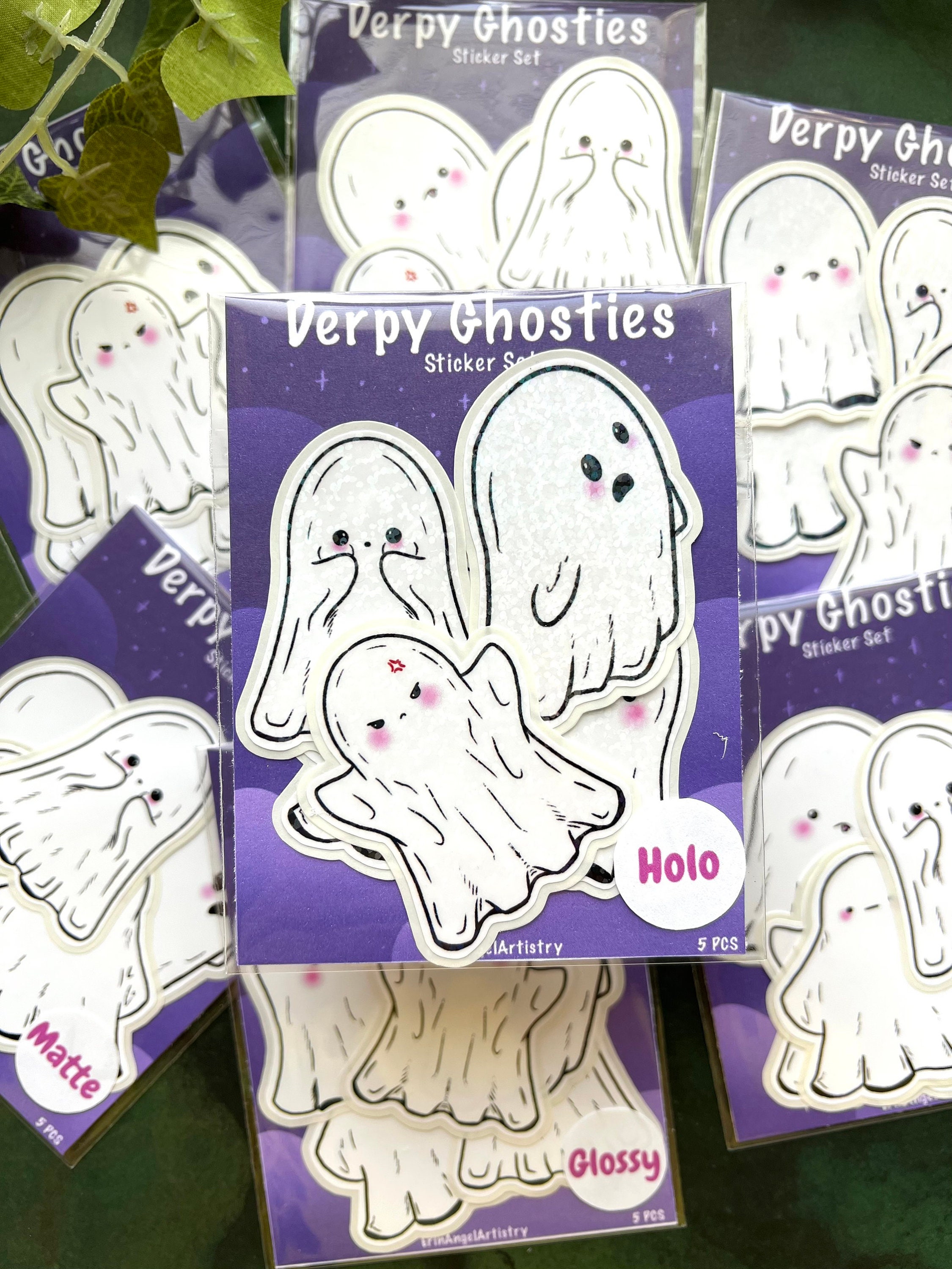 Cute Derpy/funny Faces Ghost 5pc Sticker Pack Derpy Ghosties - Etsy ...