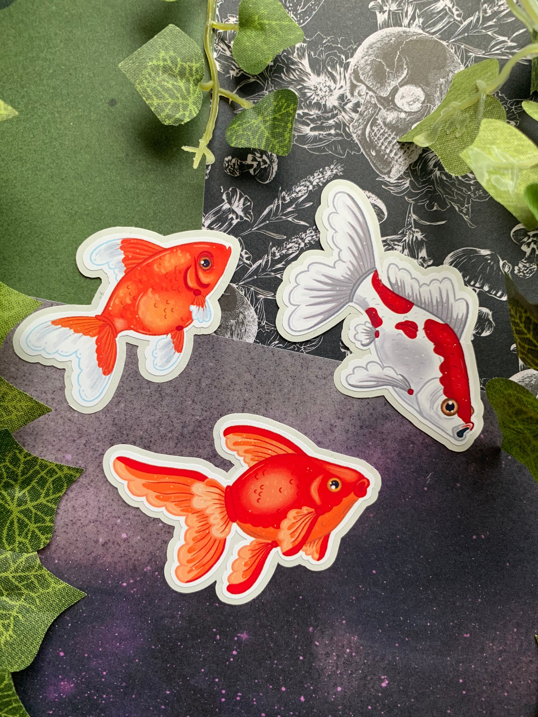 6 PC Cute Goldfish Sticker Pack With Easy Peel Border - Etsy UK