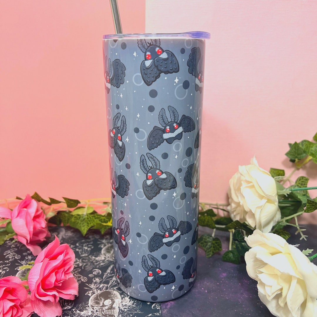 Cute Cryptid Mothman 20oz Skinny Tumbler With Metal Straw, Mothman ...