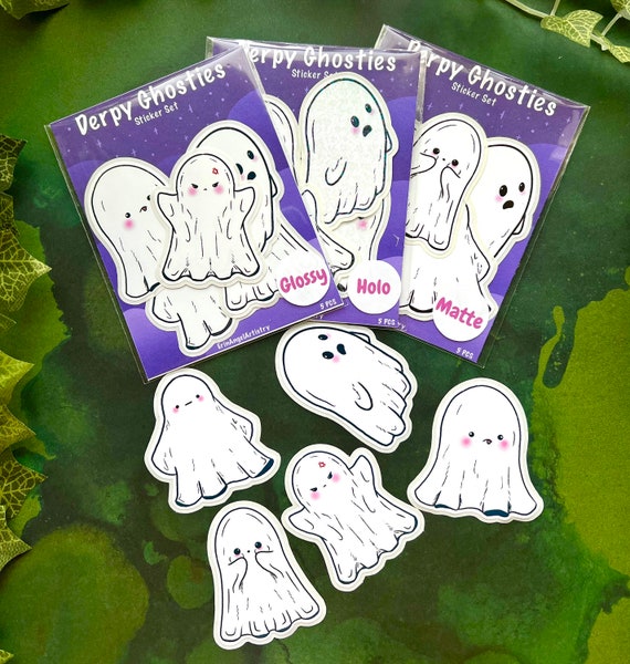 Cute Derpy/funny Faces Ghost 5pc Sticker Pack Derpy Ghosties - Etsy New ...