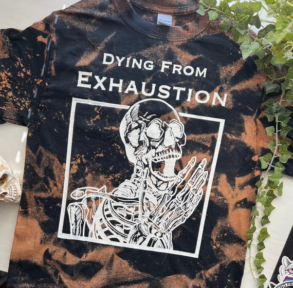 Bleached Skeleton Dark Humor dying From Exhaustion - Etsy