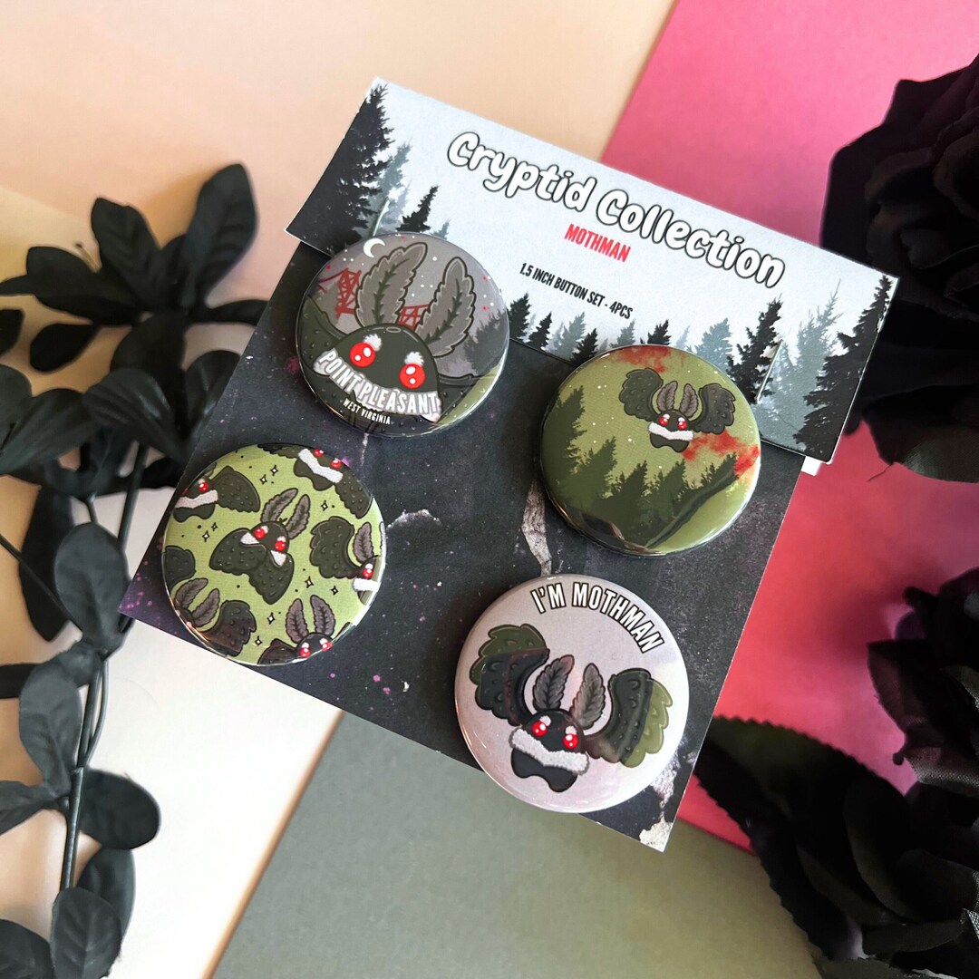 Cryptid Collection Mothman of Point Pleasant 4pc Button Pack Set ...