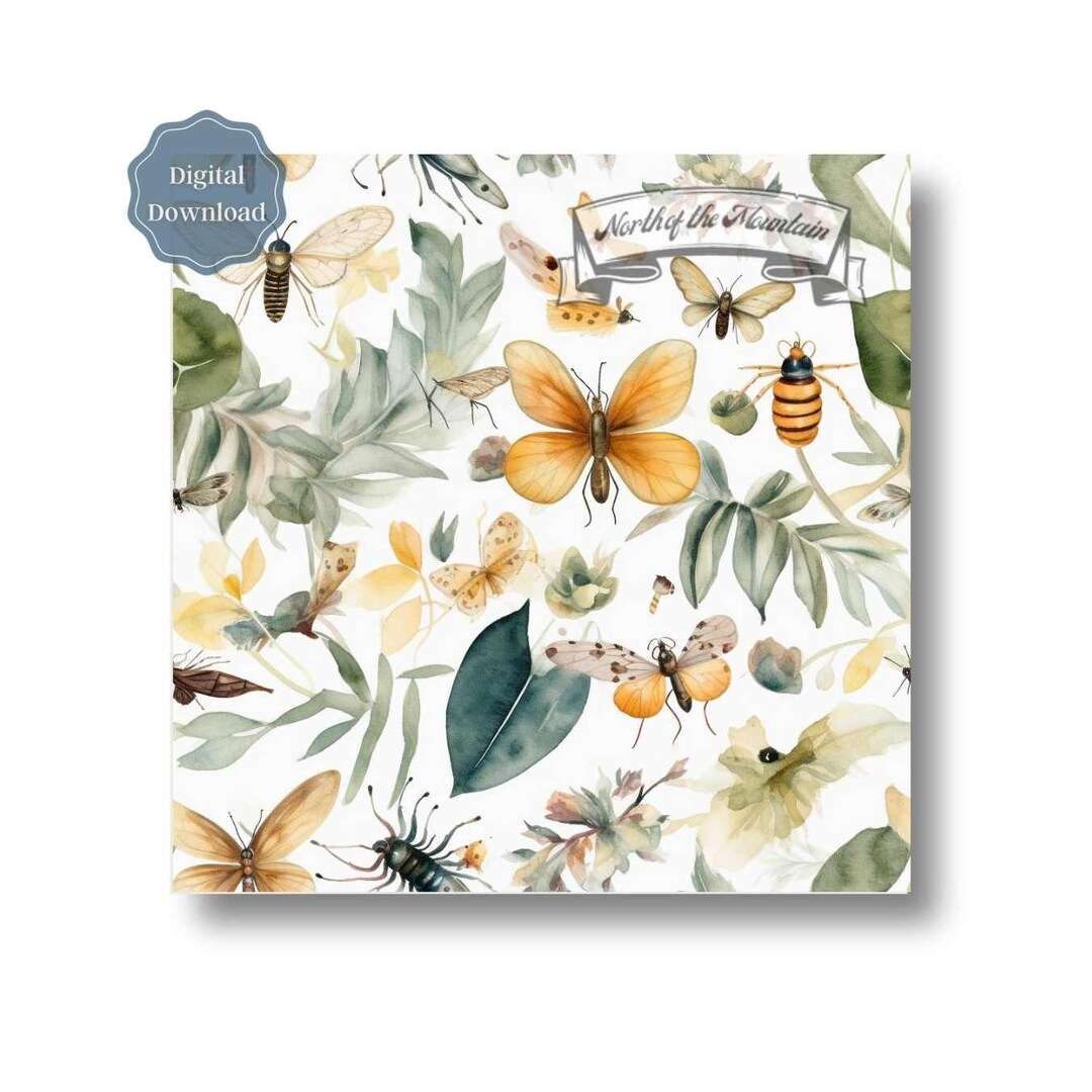 Bugs and Insects Digital Paper - Seamless Pattern, Printable Scrapbook ...