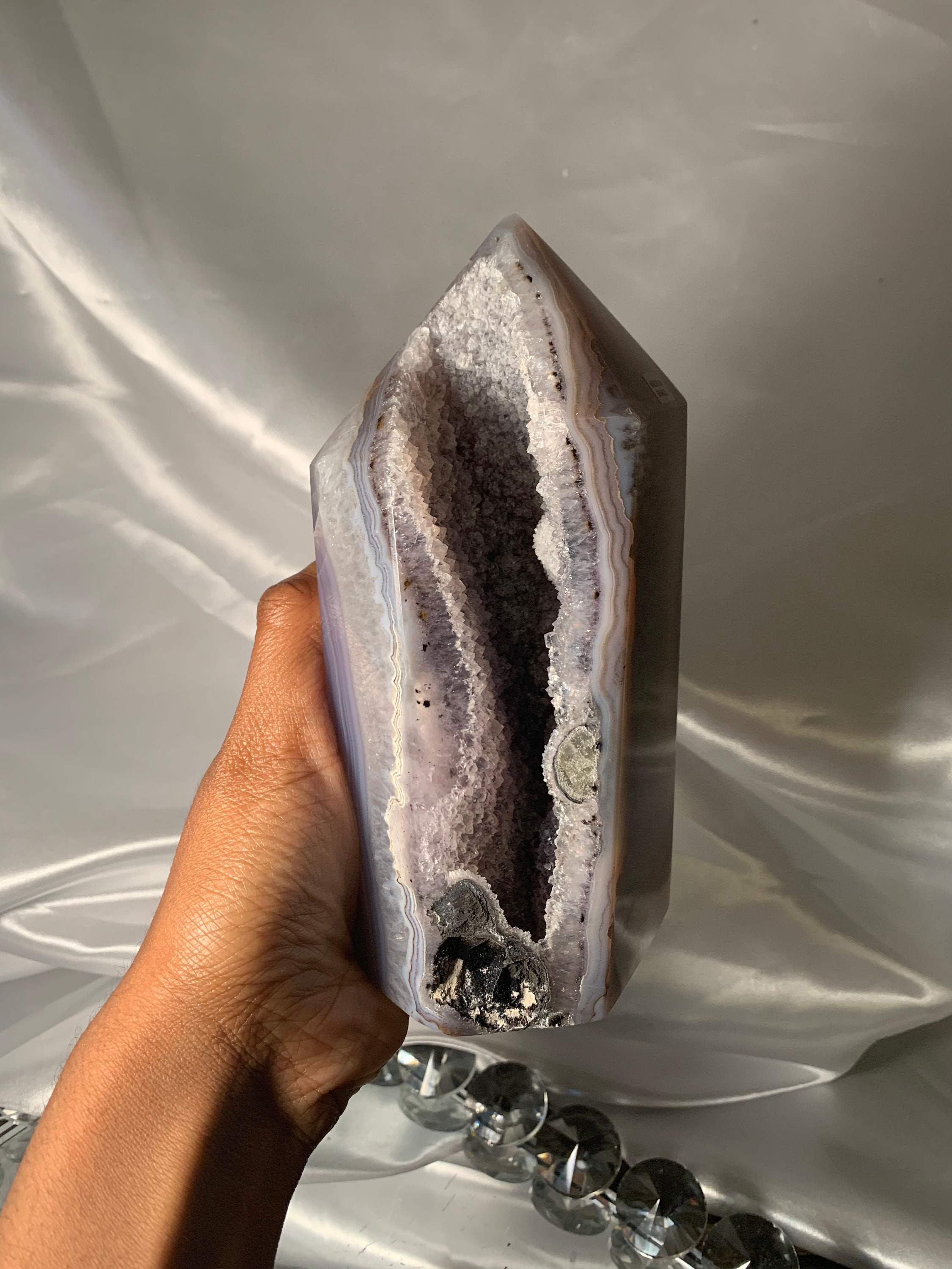 Druzy Snow Agate Tower - Etsy