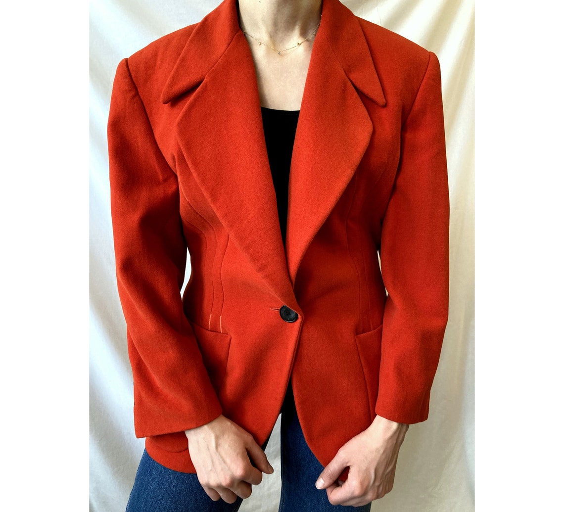Escada Jacket Vintage Orange Blazer Wool - Etsy
