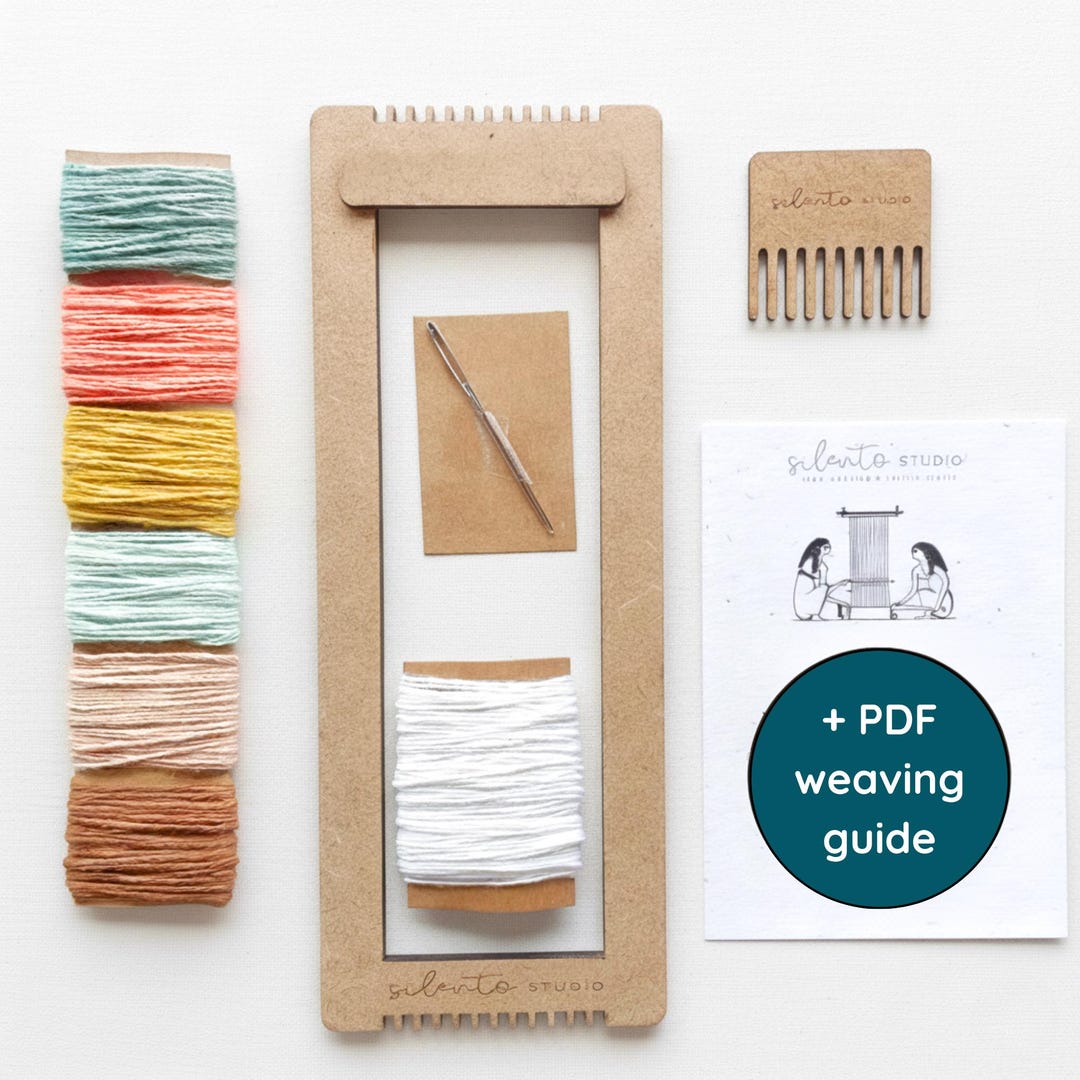 Beginner Weaving Kit With Wooden Loom, Cotton Yarn Bundle, PDF Guide ...