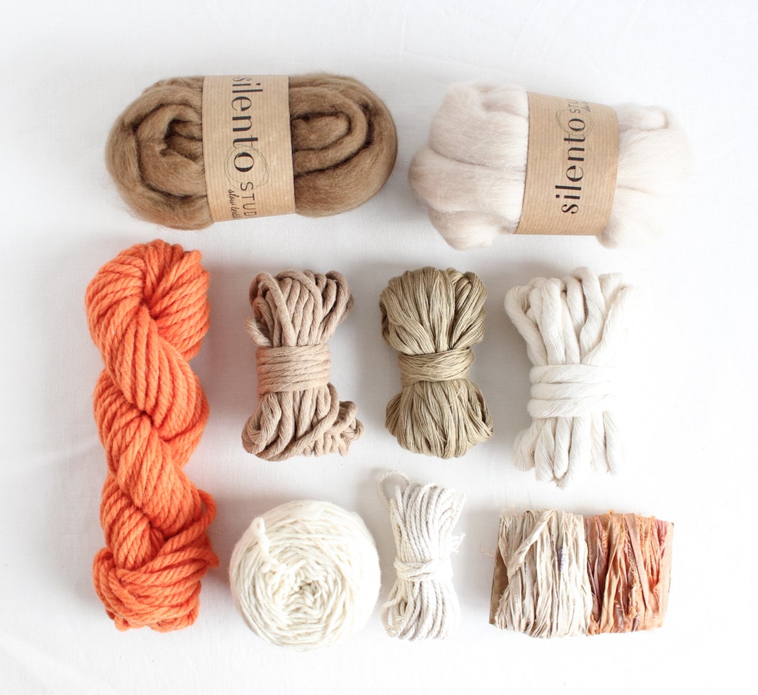 Fiber Pack for Weaving. Cottons, Rustic Yarns, Merino Tops and Recycled ...