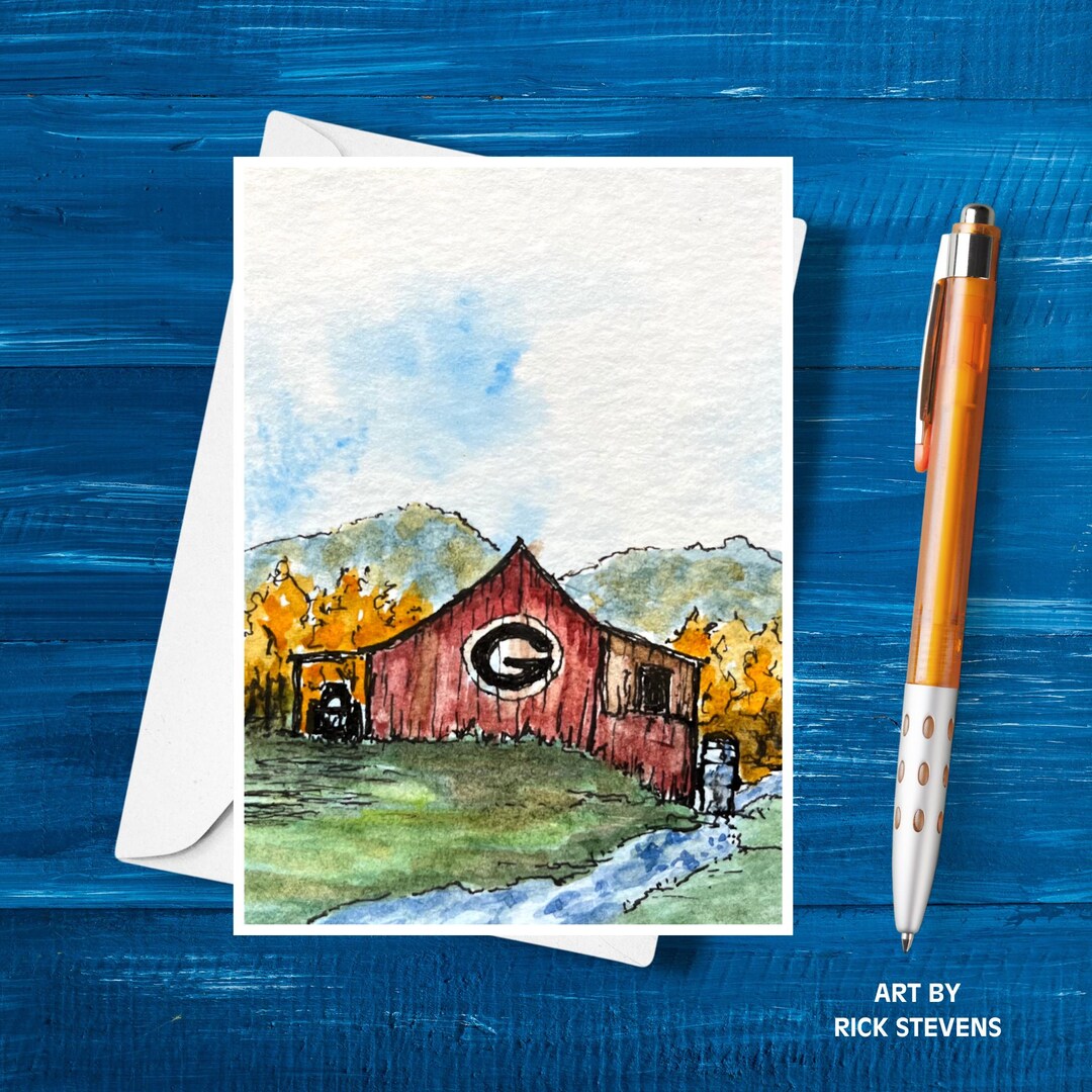 Georgia Bulldogs Barn Watercolor Note Cards, or Postcards - Etsy