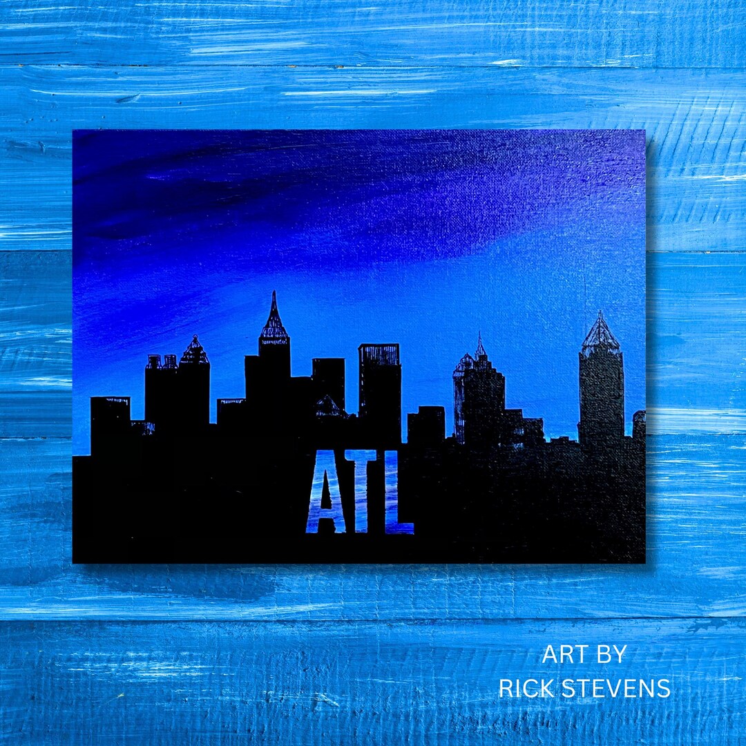 Atlanta Skyline Silhouette View, the ATL, Original Acrylic Painting on ...