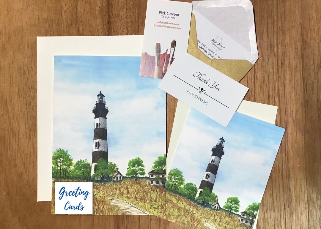 Geeting Cards, Thank You Cards, Note Card, Lighthouse Card, Coastal ...