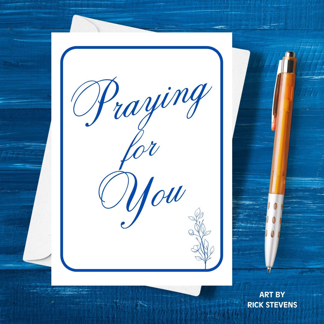 Praying for You Script Floral Blank Note Card With Envelope, Praying ...